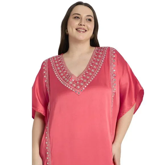 Gypsie Blu | Kaftans | Gypsie Blu Women Satin Solid Embroidery Kaftan ...